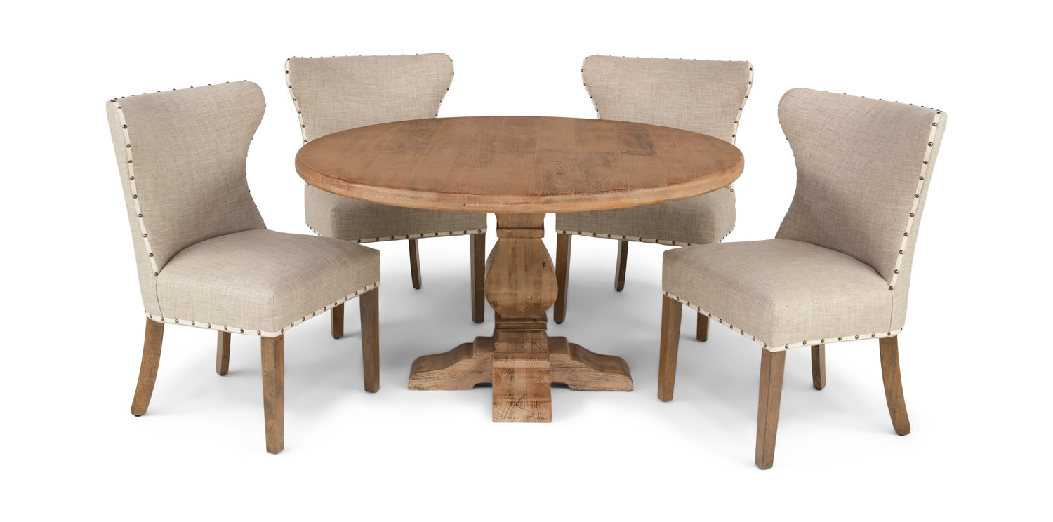 Felicia Round Dining Table With 4 Bauer Chairs