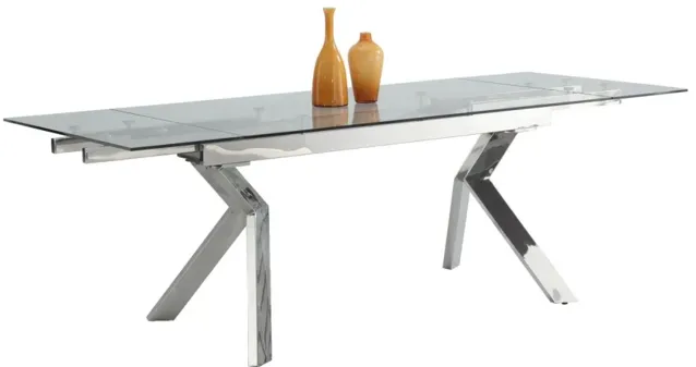 ELLA CONTEMPORARY EXTENDABLE DINING TABLE WITH STEEL LEGS