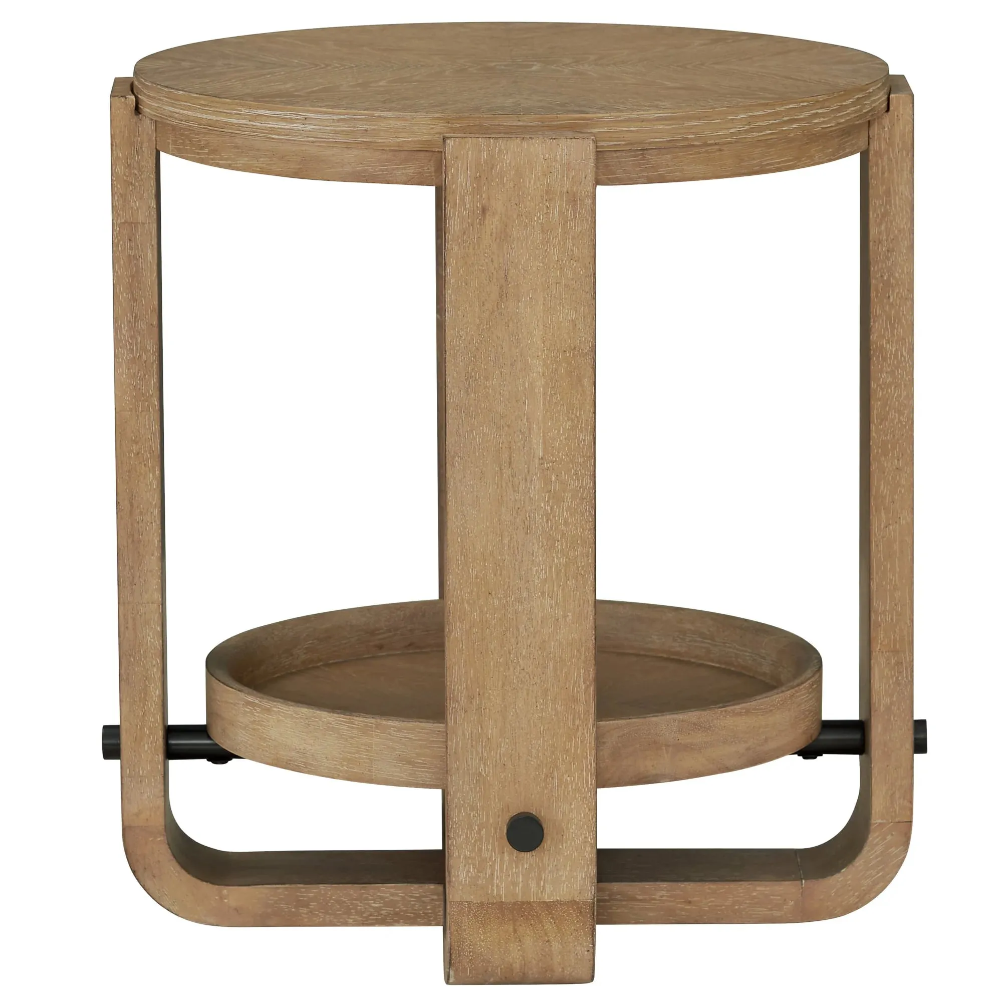 Mid-Century Modern Round End Table With Lower Shelf