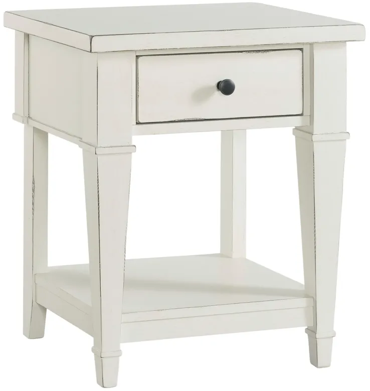 Cottage Style One Drawer Night Stand With Open Shelf