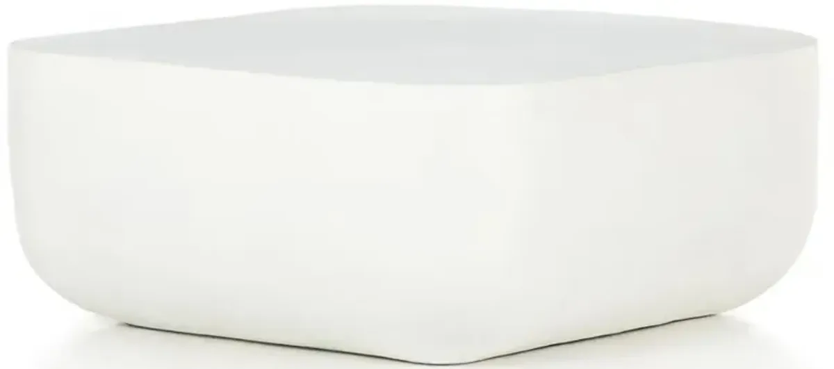 Bailey Industrial Loft White Aluminum Square Block Outdoor Coffee Table ...