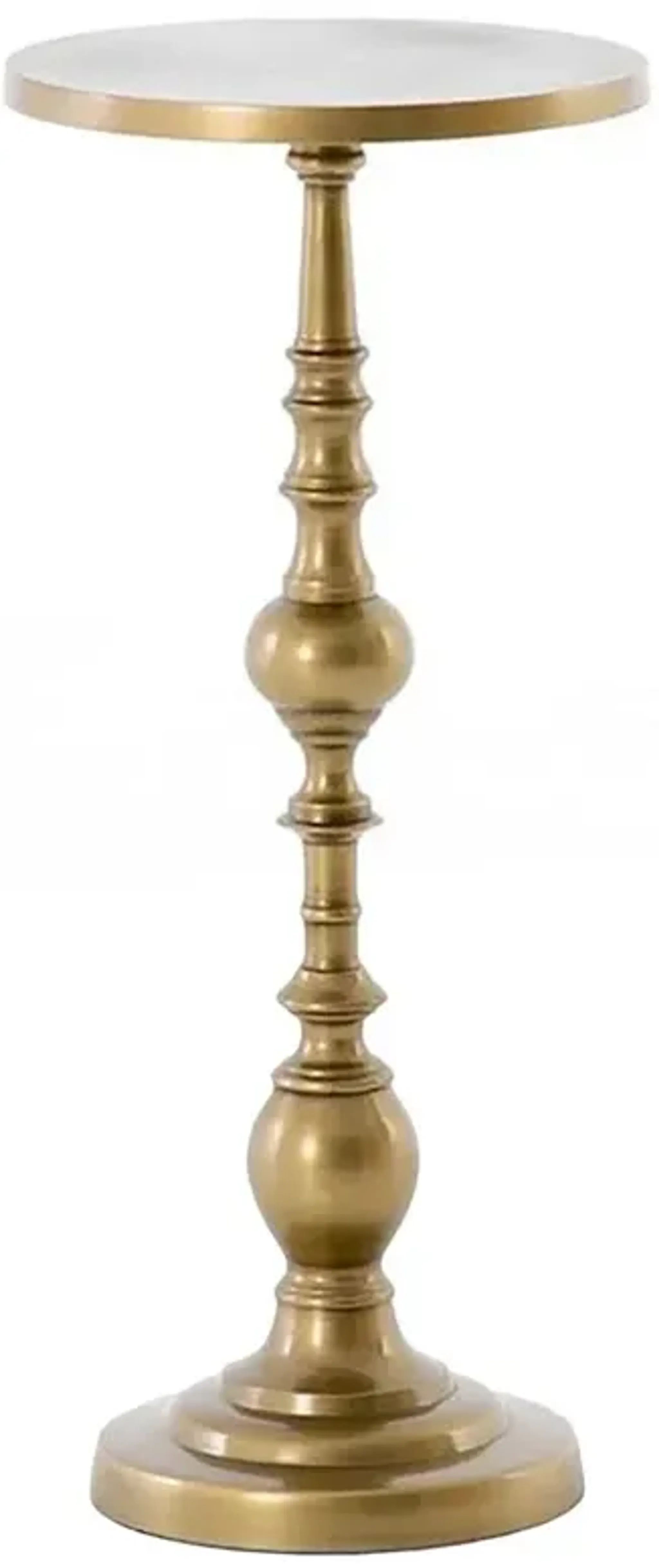 Carson Hollywood Regency Brass Aluminum Round Pedestal End Table ...
