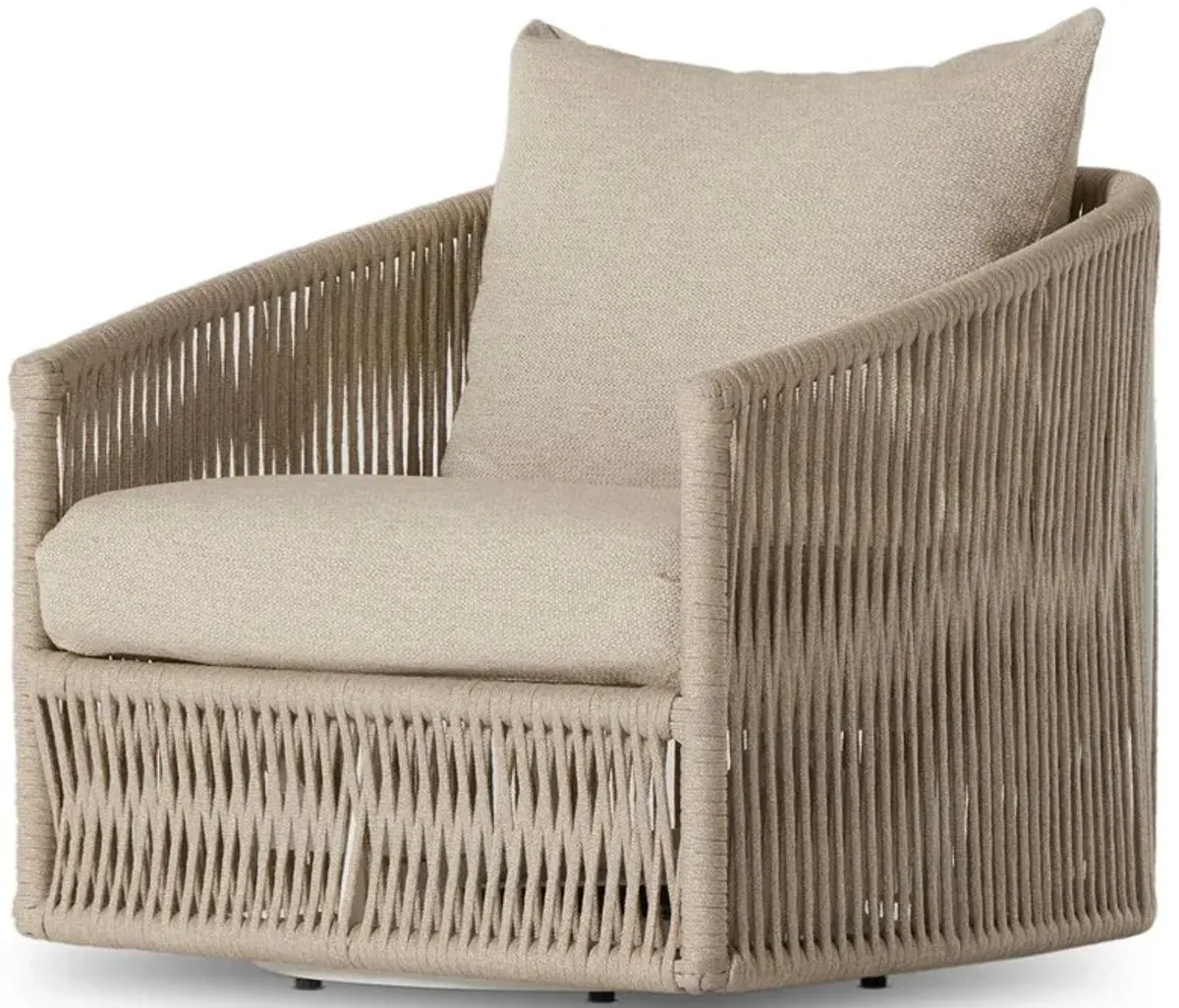 Quaid Coastal Beach Brown Woven Outdoor Swivel Accent Chair by Kathy ...
