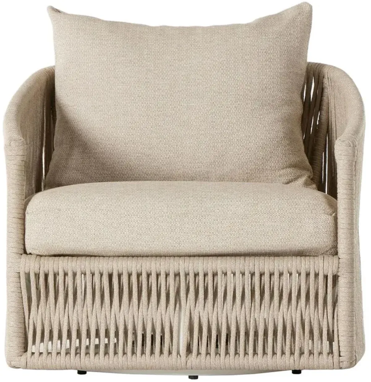 Quaid Coastal Beach Brown Woven Outdoor Swivel Accent Chair by Kathy ...