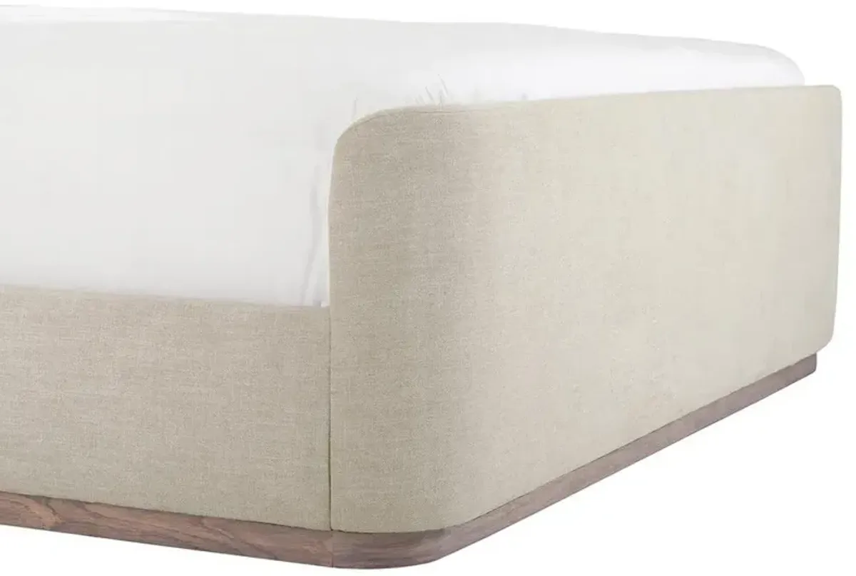 Mirica Rustic Cream Performance Channel Brown Wood Tufted Wingback Bed ...