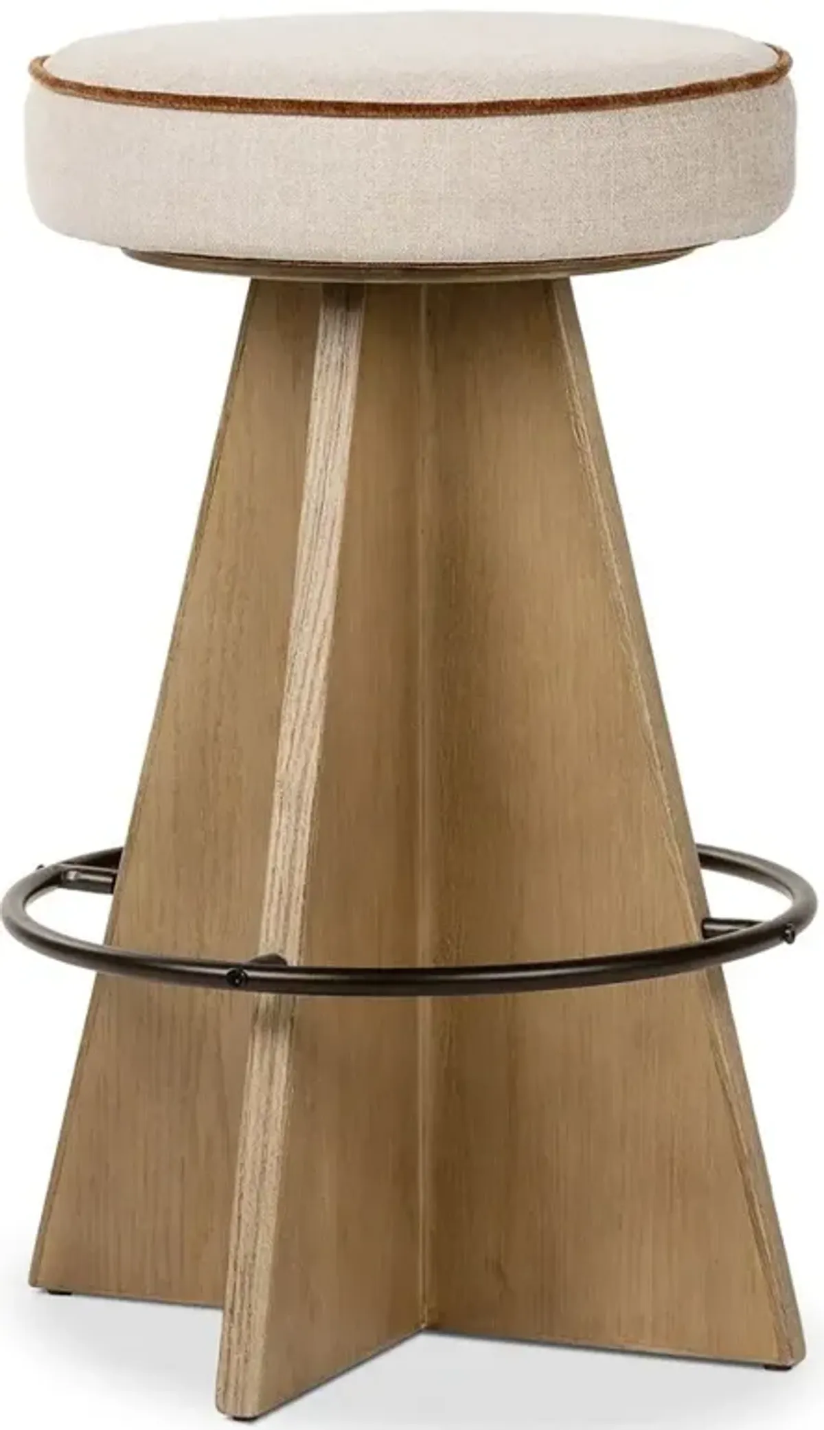 Aven Modern Classic Brown Leather Shearling Oak Counter Stool by Kathy ...