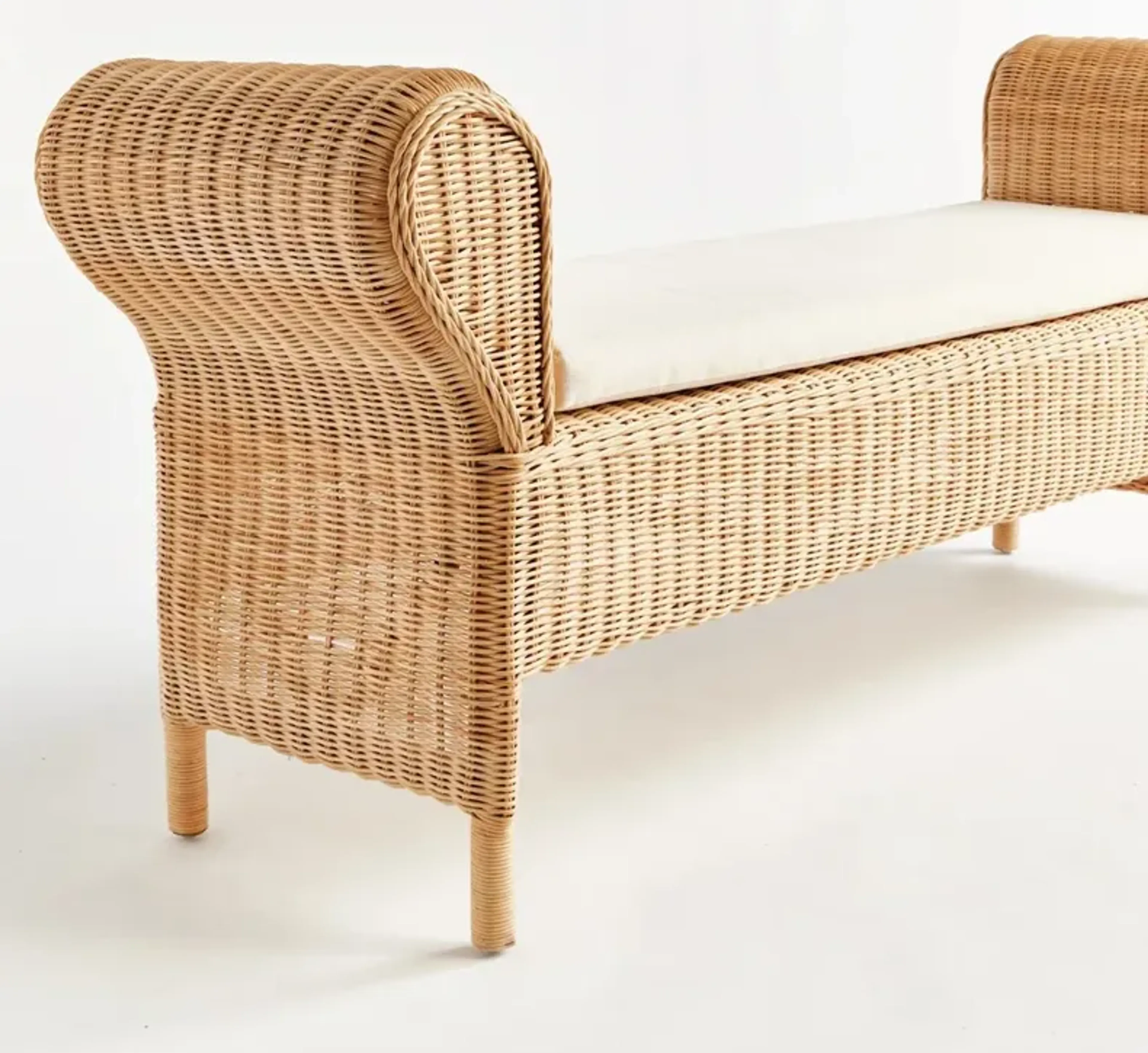 Cesare Coastal Beach Natural Woven Rattan Entryway Bench Kathy Kuo Home ...