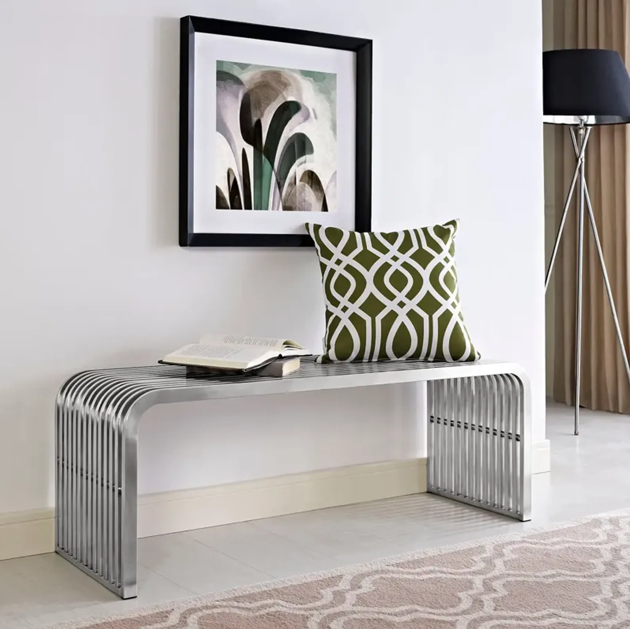 Pipe 47" Stainless Steel Bench by Modway | Furniture.com