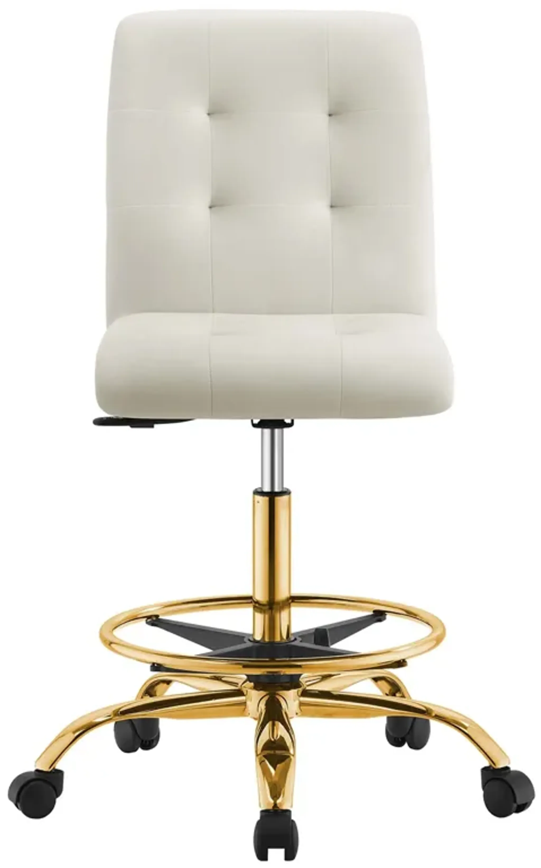 Prim Armless Performance Velvet Drafting Chair By Modway Gold Ivory ...