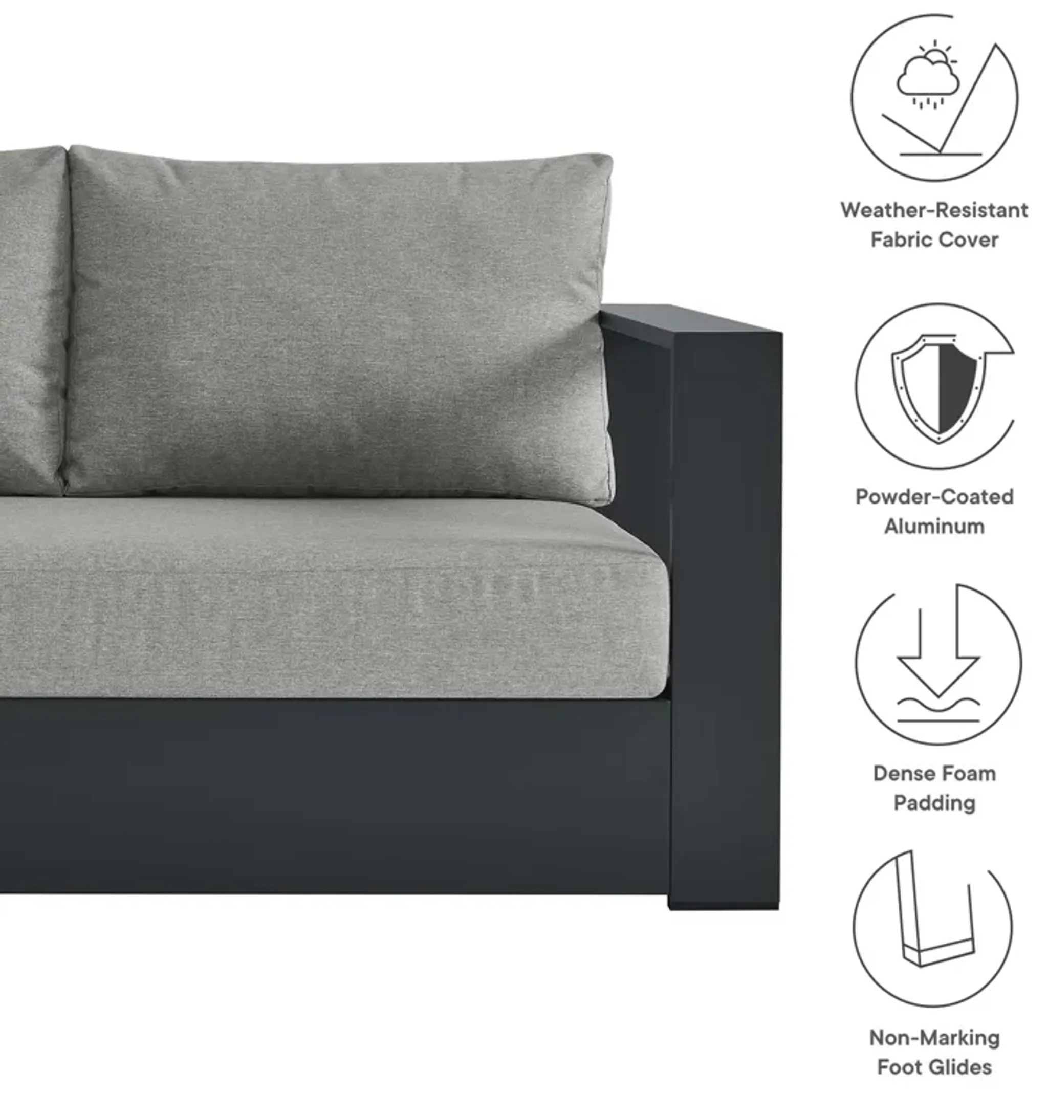 Tahoe 3-Piece Outdoor Patio Powder-Coated Aluminum Left-Facing Chaise ...