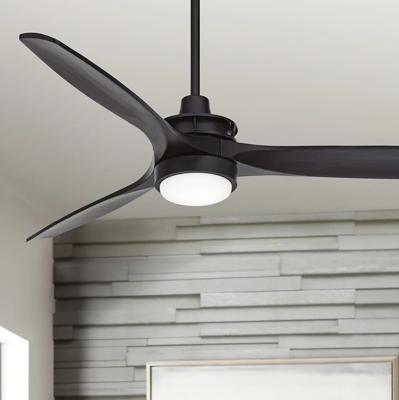 52” Windspun Matte Black LED Ceiling Fan by Lamps Plus | Furniture.com