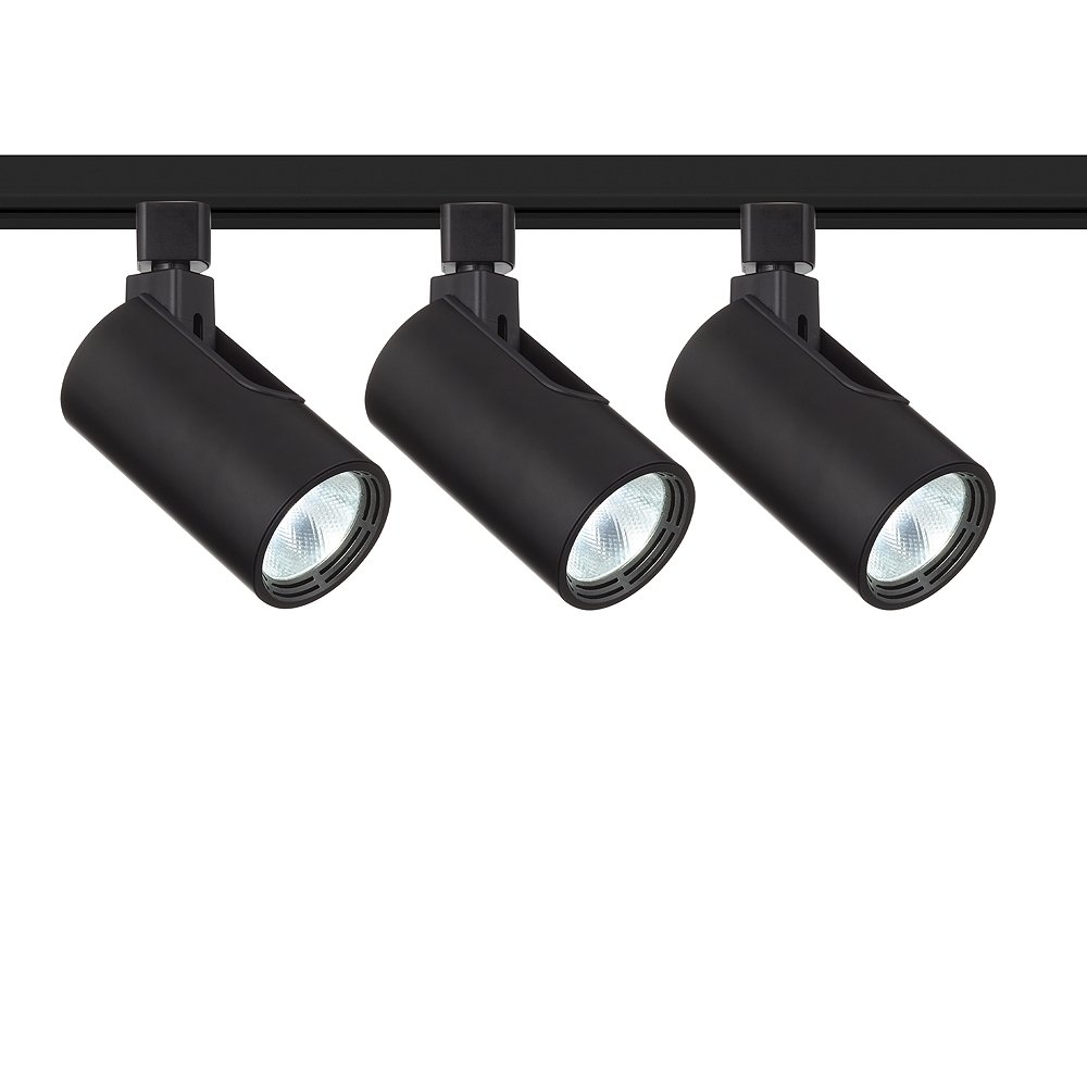 3-Light Black Cylinder 30W LED Floating Canopy Track Kit