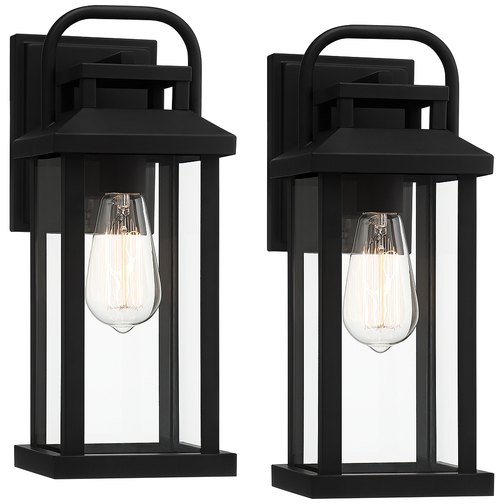 Kensington 14 1/2" High Matte Black Outdoor Wall Light Set of 2
