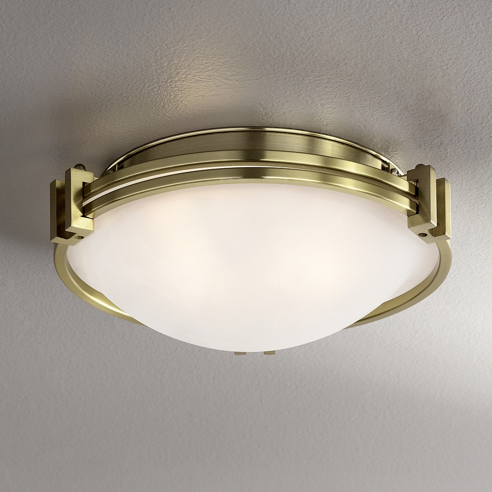 Possini Euro Deco 12 3/4" Wide Warm Brass Ceiling Light