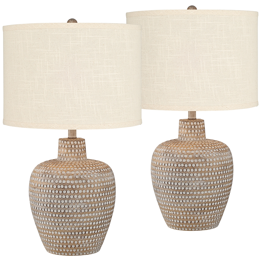 Glenn Dappled Beige Table Lamps Set of 2 with Cream Shade