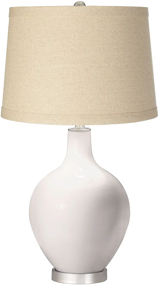 Smart White Oatmeal Linen Shade Ovo Table Lamp