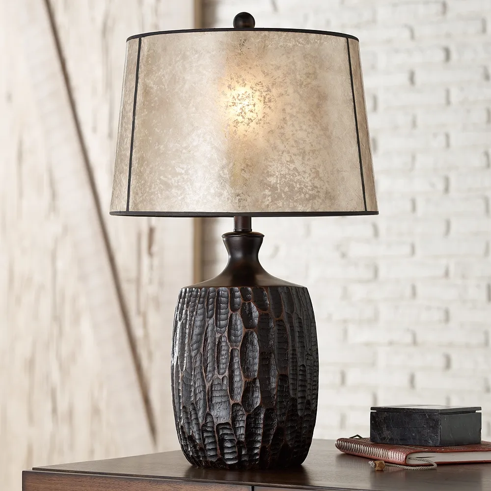 Kelly Rustic Farmhouse Table Lamp with Mica Shade