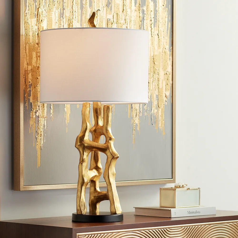 Possini Euro Design Organic Sculpture Modern Gold Table Lamp