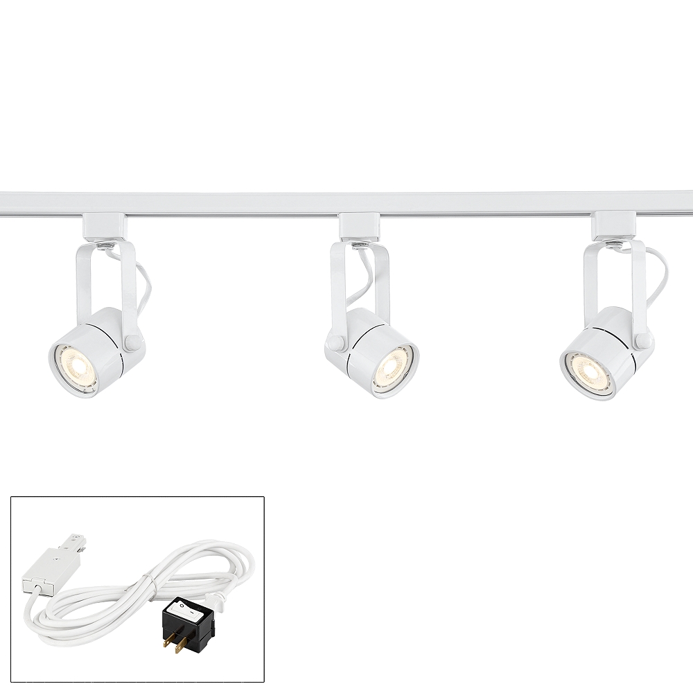 Linear 3-Light White Finish LED Bullet Lights Plug-In Track Light Kit