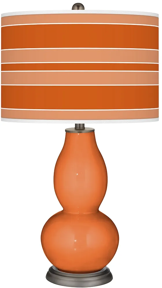 Celosia Orange Bold Stripe Double Gourd Table Lamp