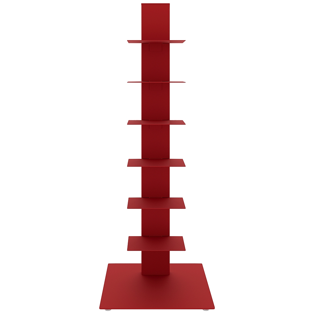 Sapiens 13 3/4" Wide Red Metal 6-Shelf Bookcase Tower