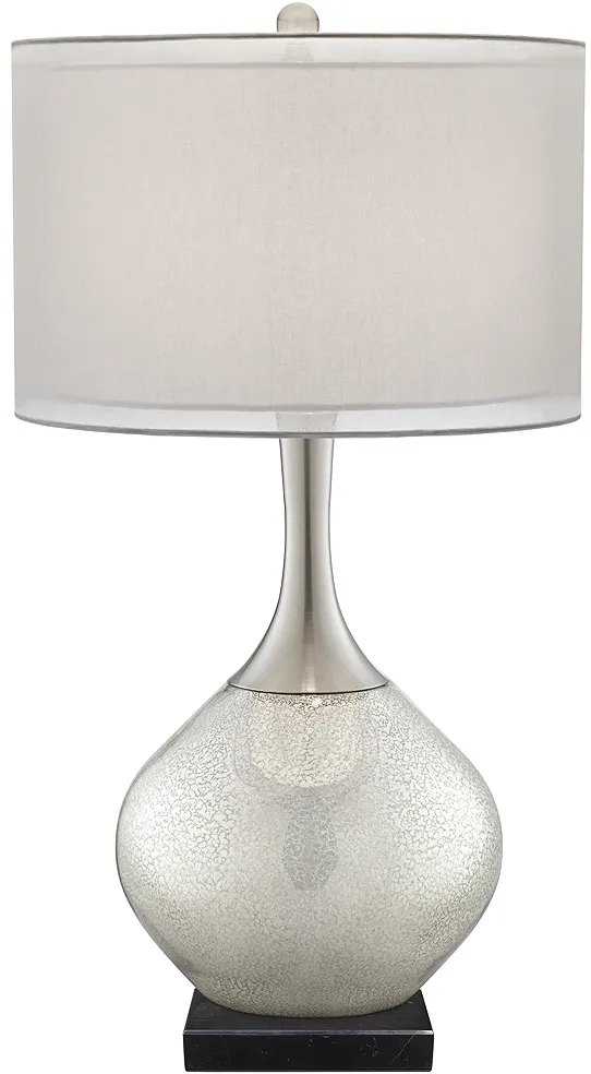 Possini Euro Swift Mercury Glass Table Lamp with Square Black Marble Riser