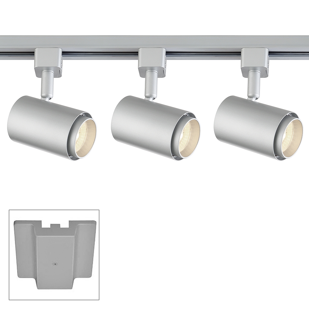 3-Light Silver Cylinder 10W LED Floating Canopy Track Kit