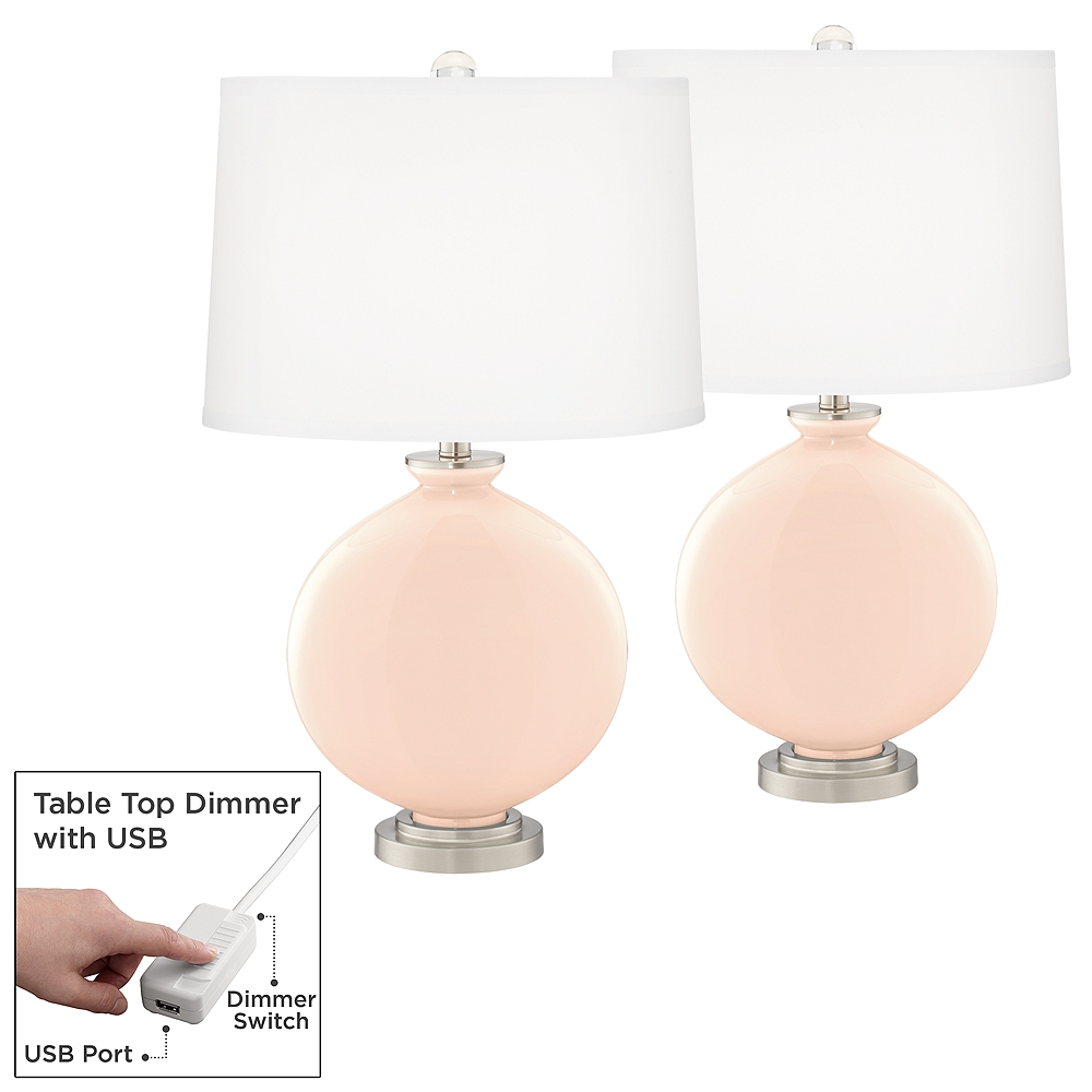 Linen Carrie Table Lamp Set of 2 with Dimmers