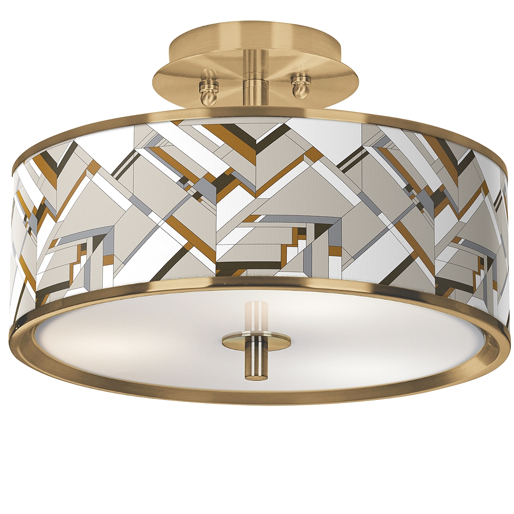 Craftsman Mosaic Gold 14" Wide Ceiling Light