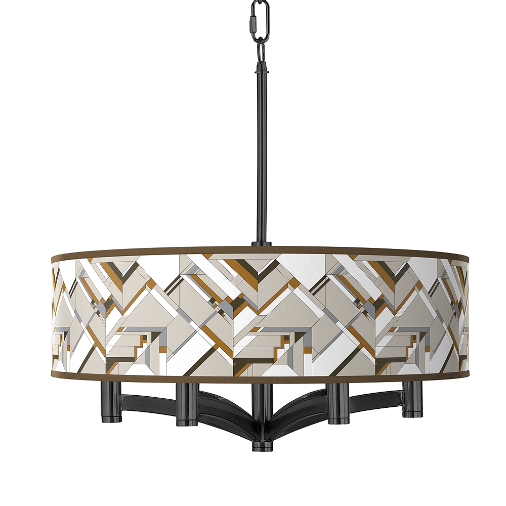 Craftsman Mosaic Ava 6-Light Black Pendant Chandelier