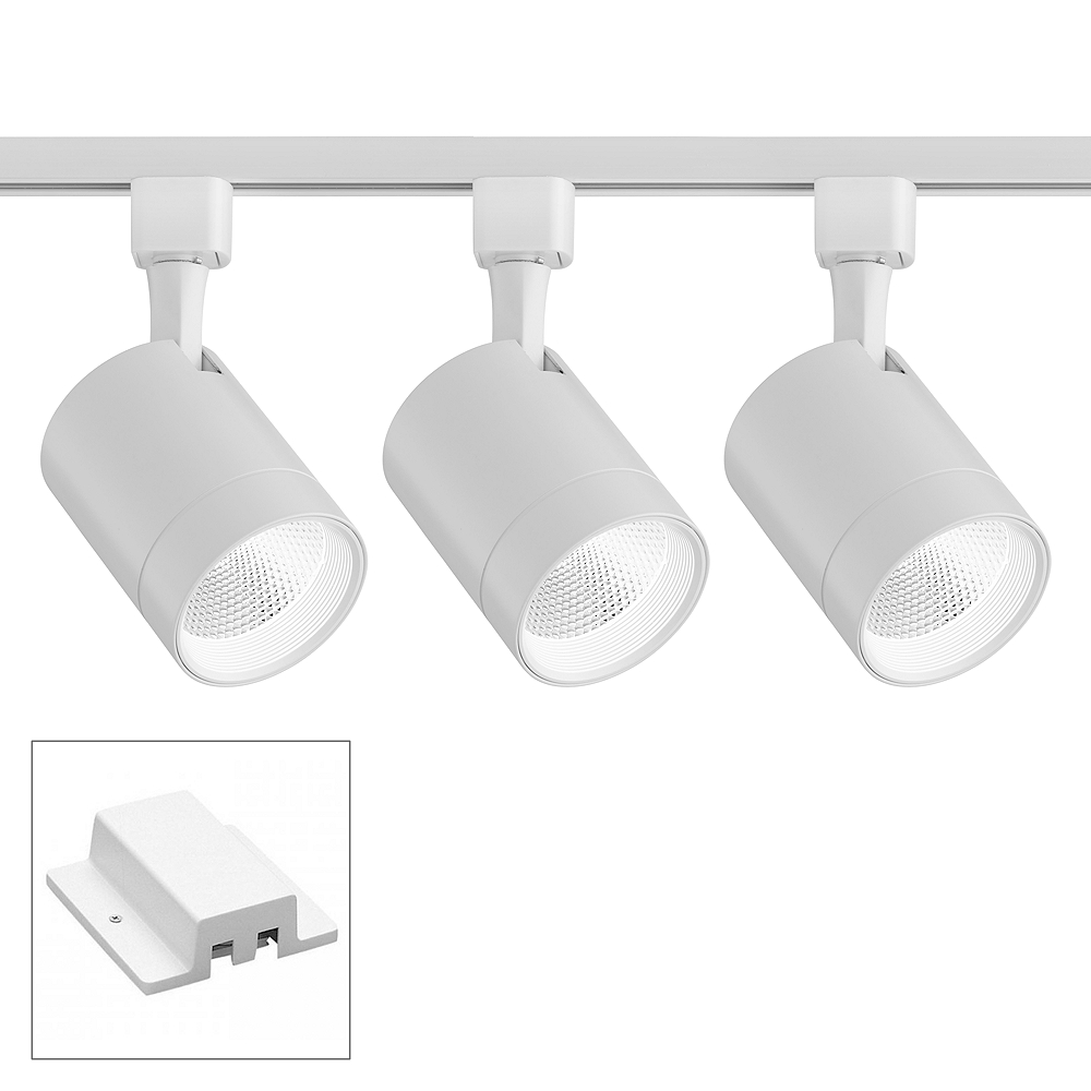 3-Light White Cylinder 15W LED Floating Canopy Track Kit