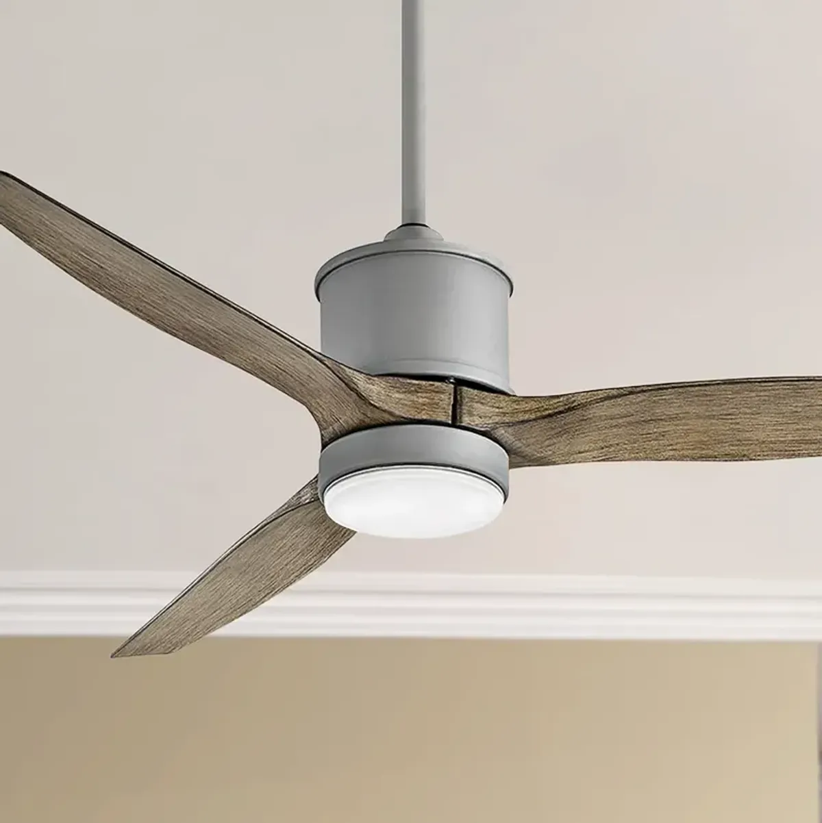 52” Windspun Soft Brass and Natural Wood LED Ceiling Fan with Remote by ...