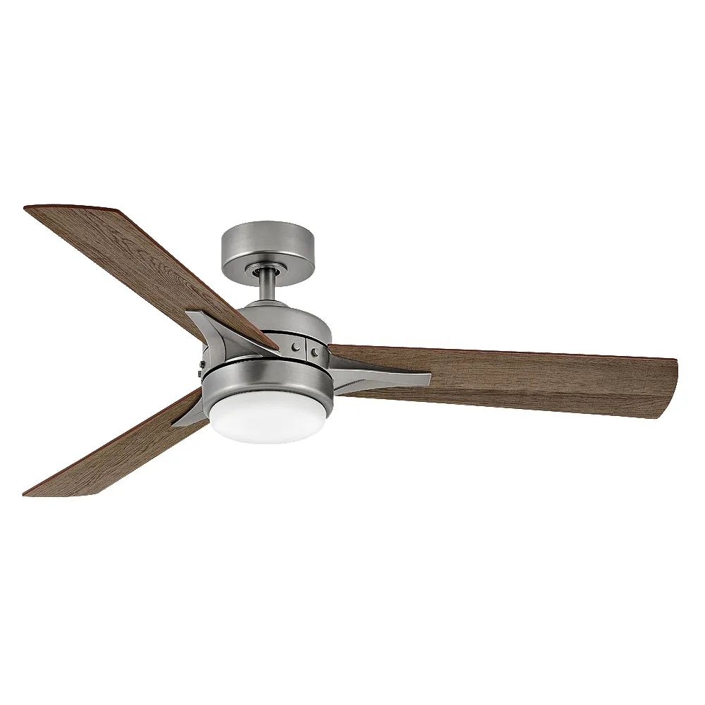 52” Windspun Soft Brass and Natural Wood LED Ceiling Fan with Remote by ...