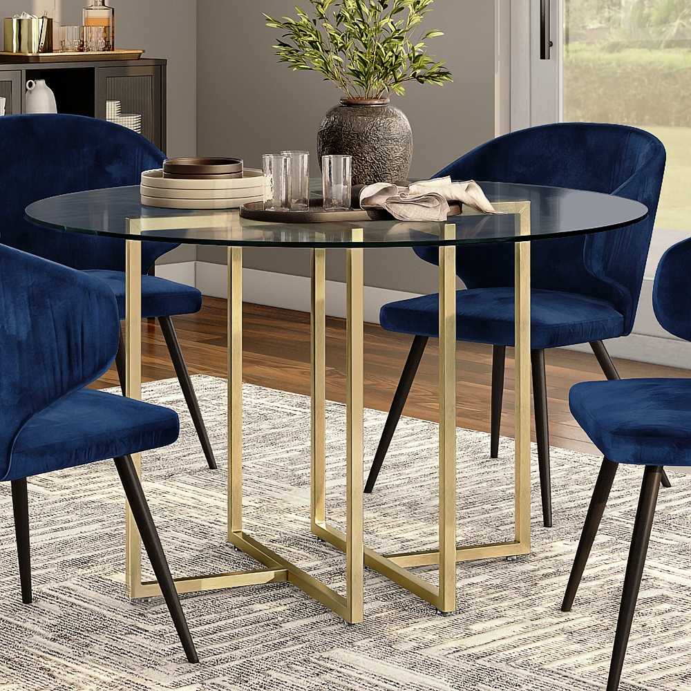 Legend 36” Wide Brushed Gold Round Dining Table
