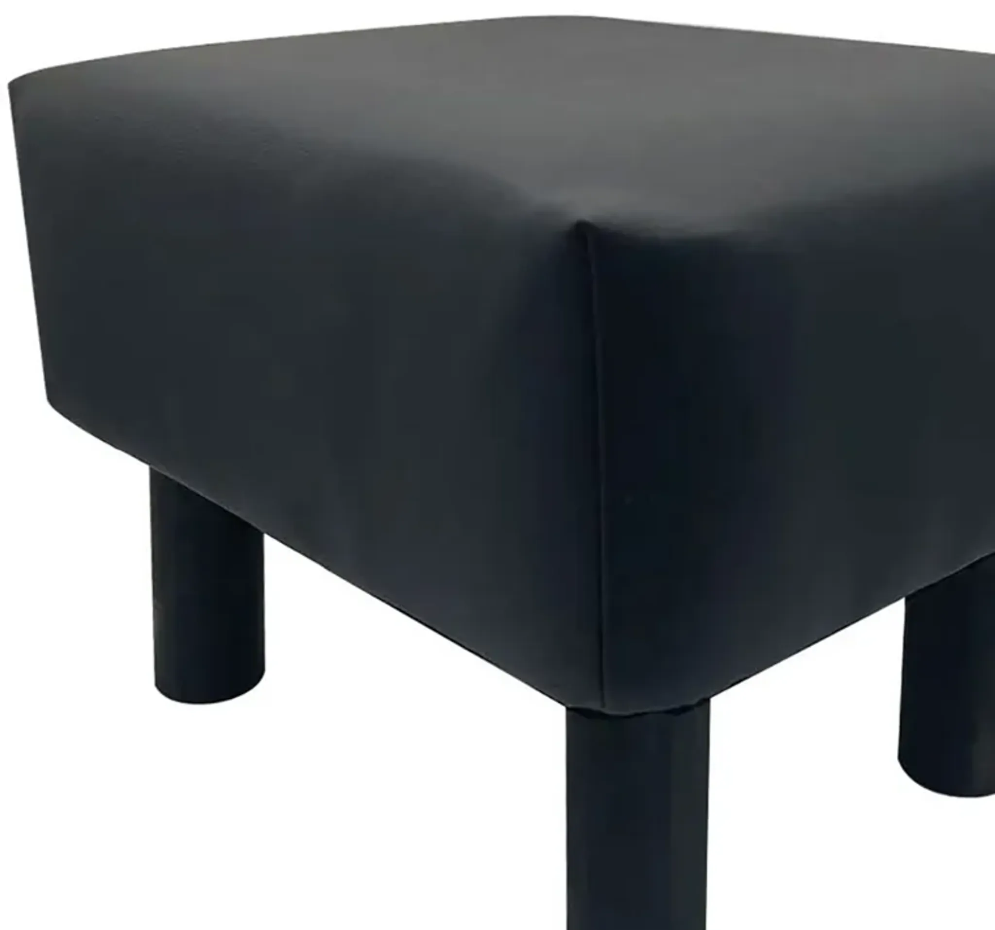 Ginni Footstool Ottoman Set of 2, Black Faux Leather, Soft Seat, Wood ...