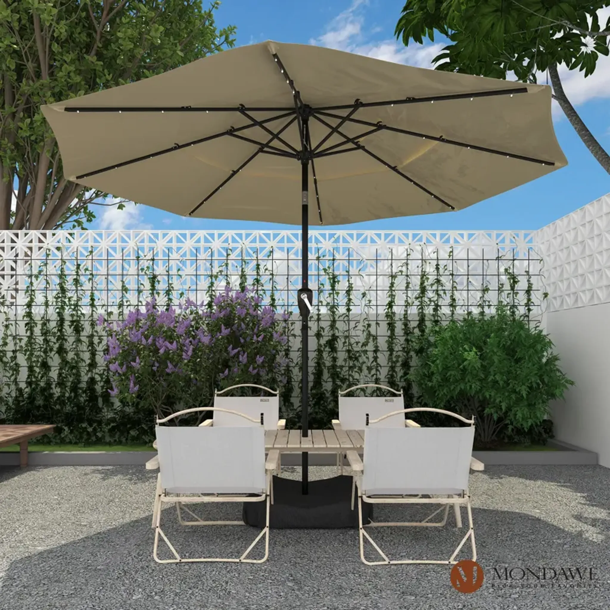 Mondawe 11 ft. Market Patio Umbrella 3-Tiers Crank and Tilt Outdoor ...