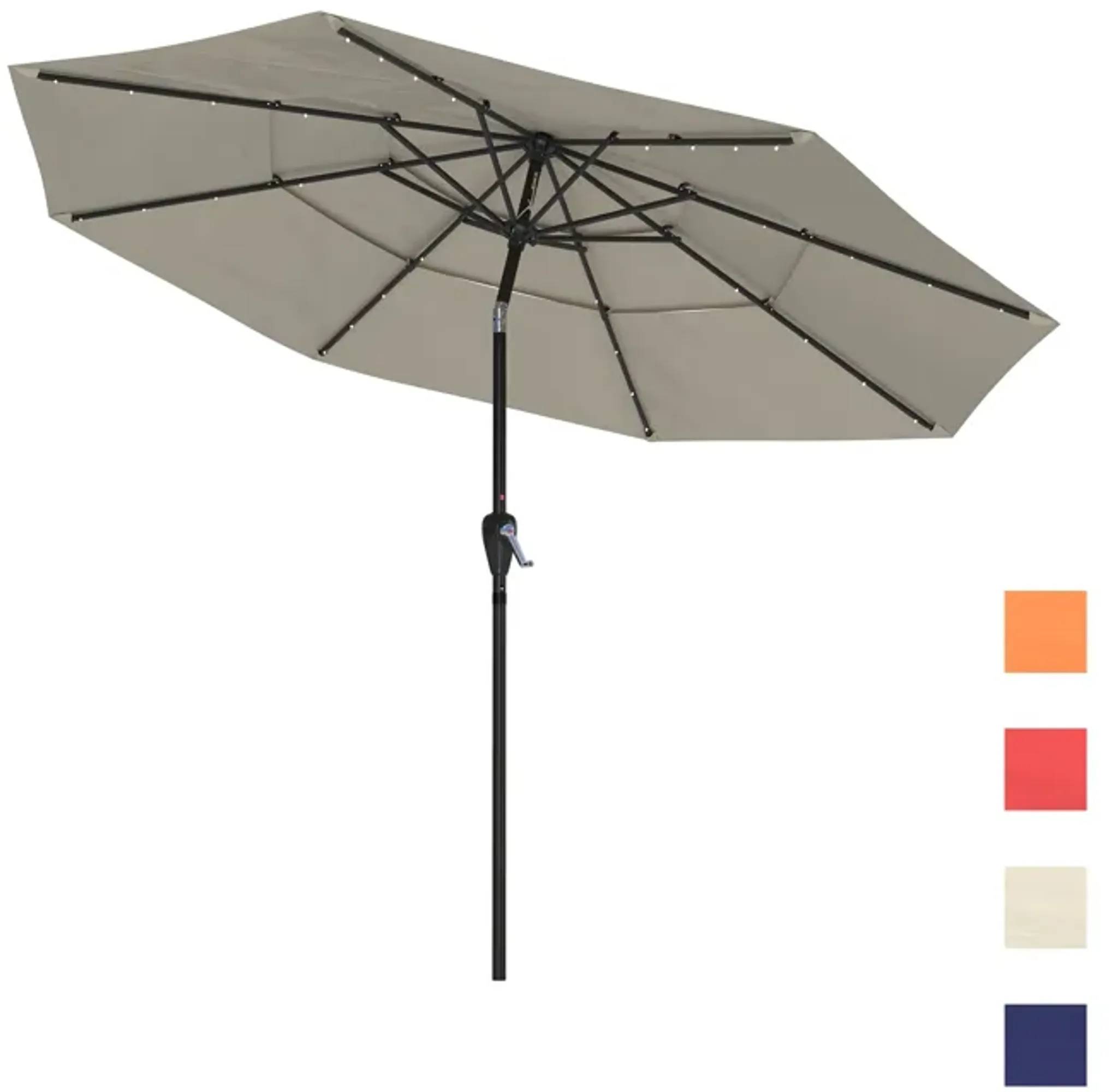 Mondawe 11 ft. Market Patio Umbrella 3-Tiers Crank and Tilt Outdoor ...