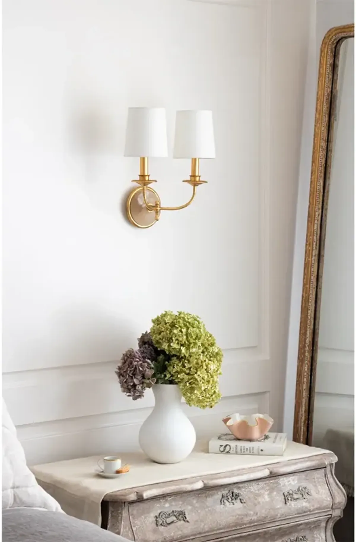 River Reed Sconce Double (Antique Gold Leaf) by MINE | Furniture.com