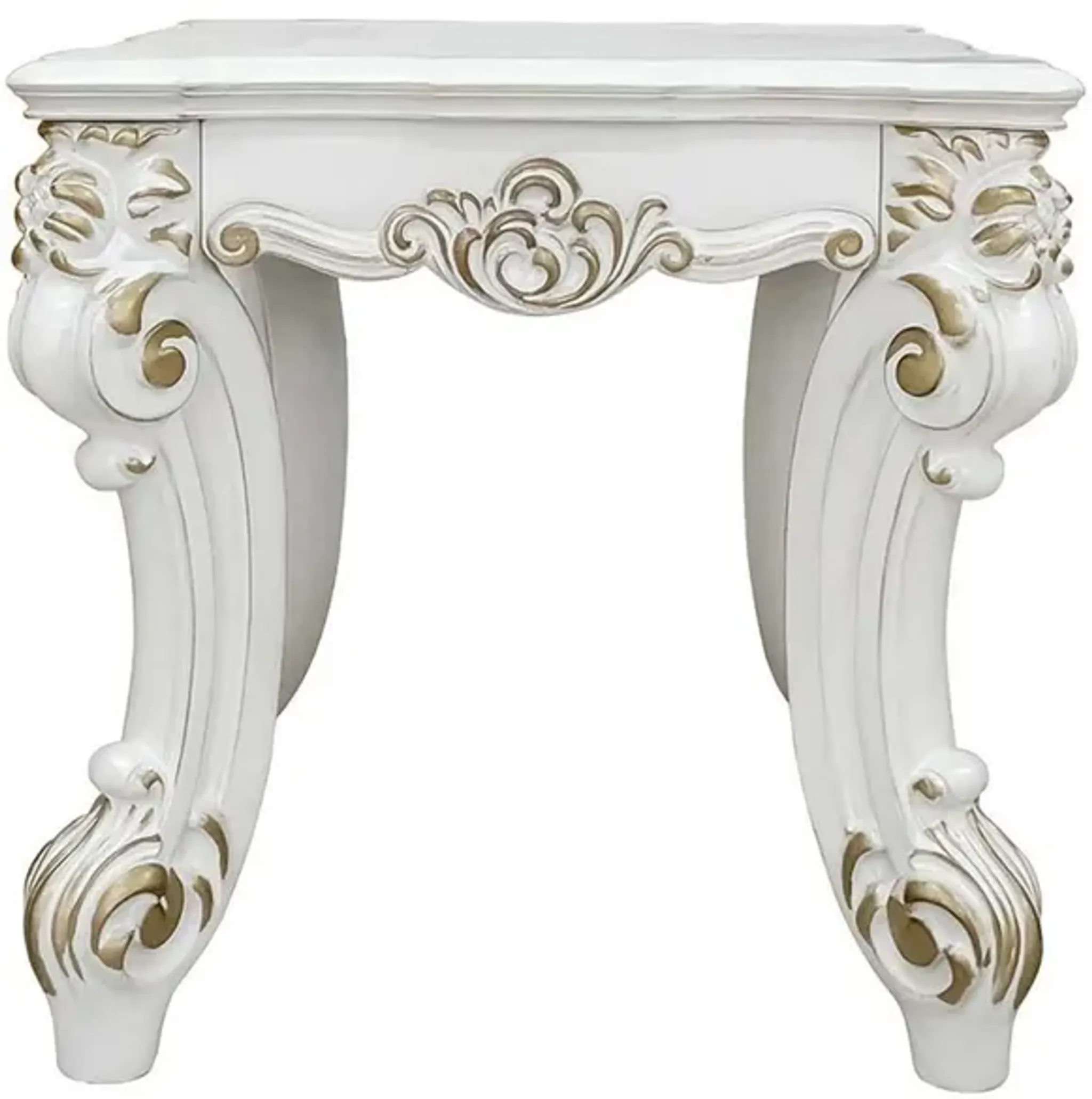 Jess 26 Inch Side End Table, Traditional Scrolled Legs, Brushed Gold ...