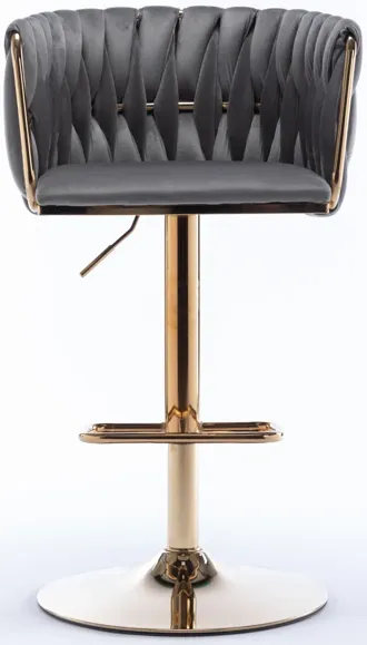 Set of 2 Bar Stools, with Chrome Footrest and Base Swivel Height ...