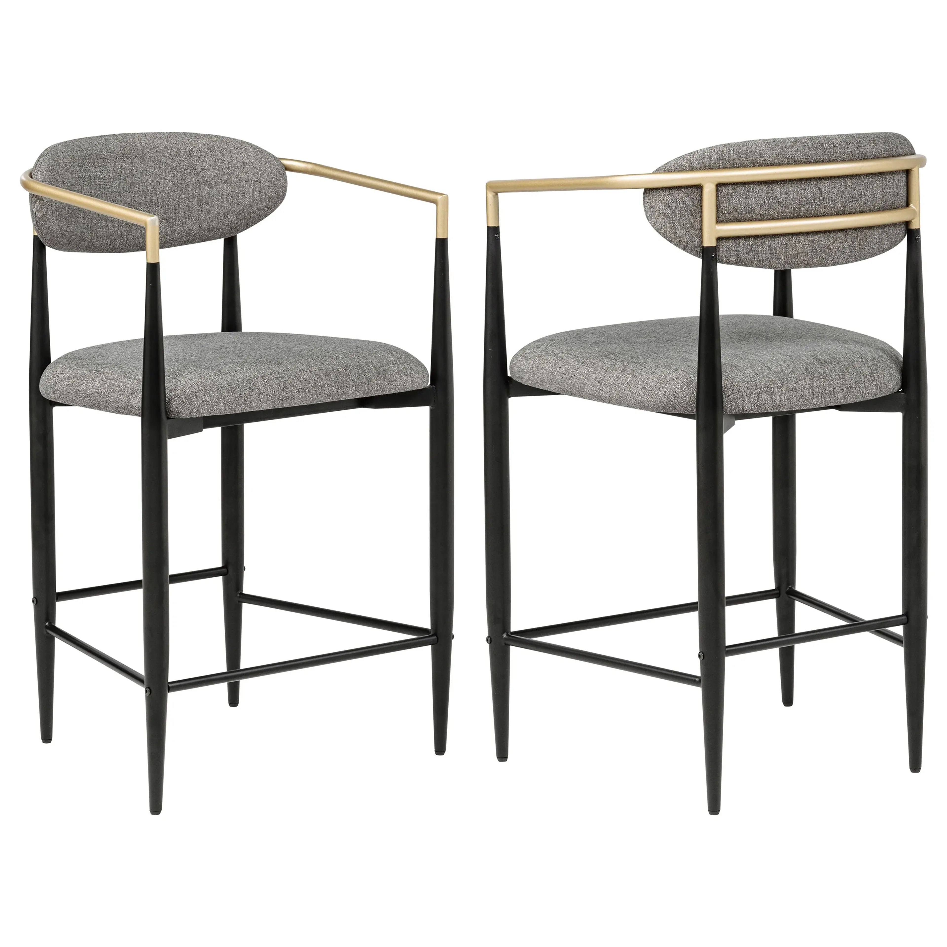 Tina Grey Fabric Upholstered Bar Chair Set Of 2 Mid In Mod | Furniture.com