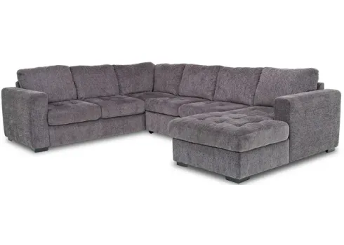Claire Full Pullout Tux Chaise Sectional in Posh Smoke Right Facing by Mor Furniture Furniture