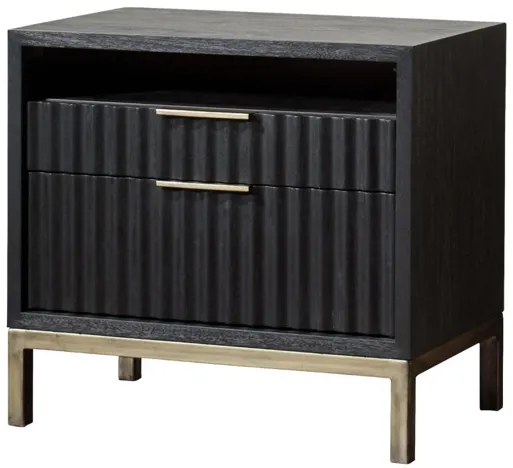 Kentfield 2 Drawer Nightstand in Black Drifted Oak