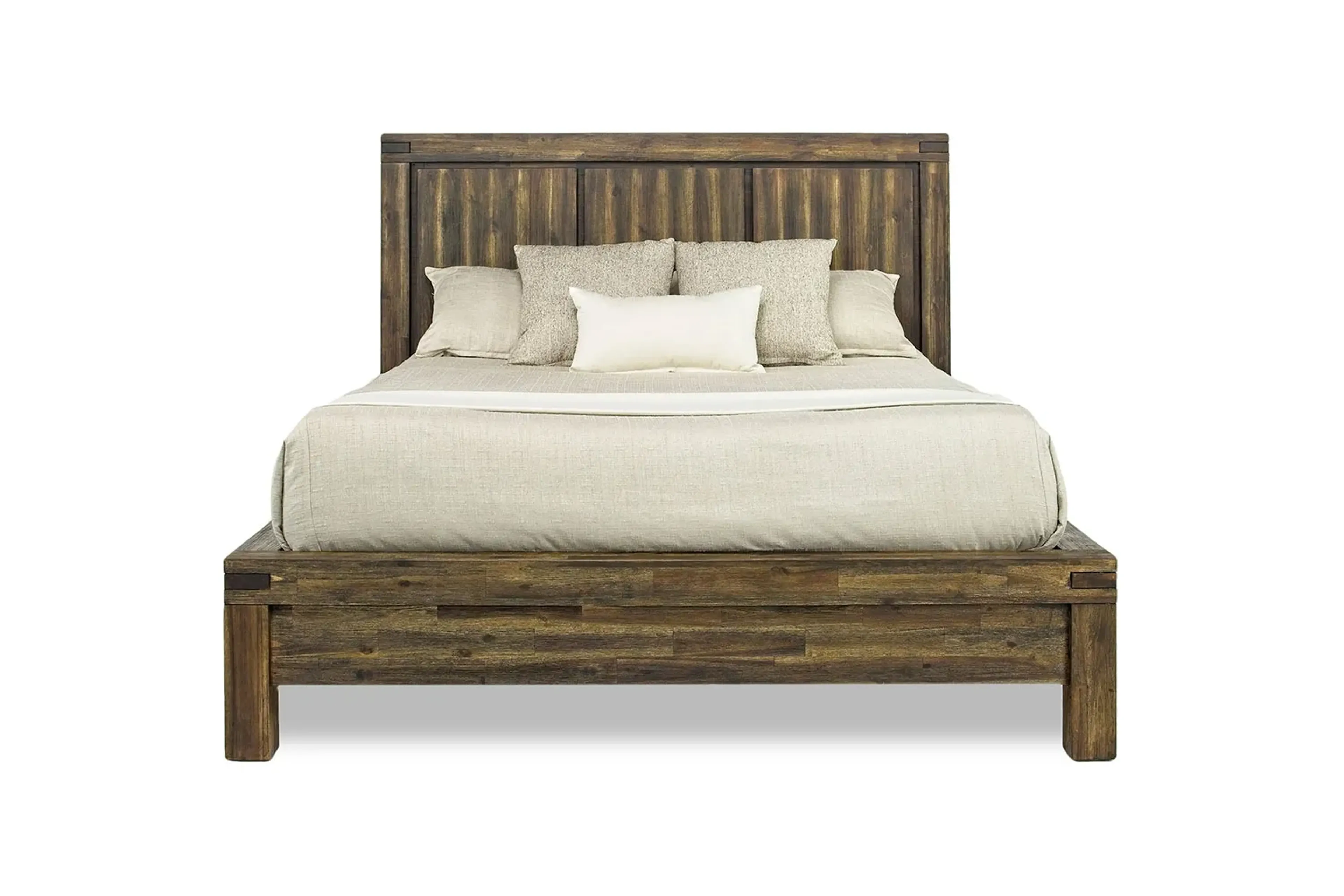 Meadow Panel Bed, Dresser & Mirror in Brown, Queen | Furniture.com