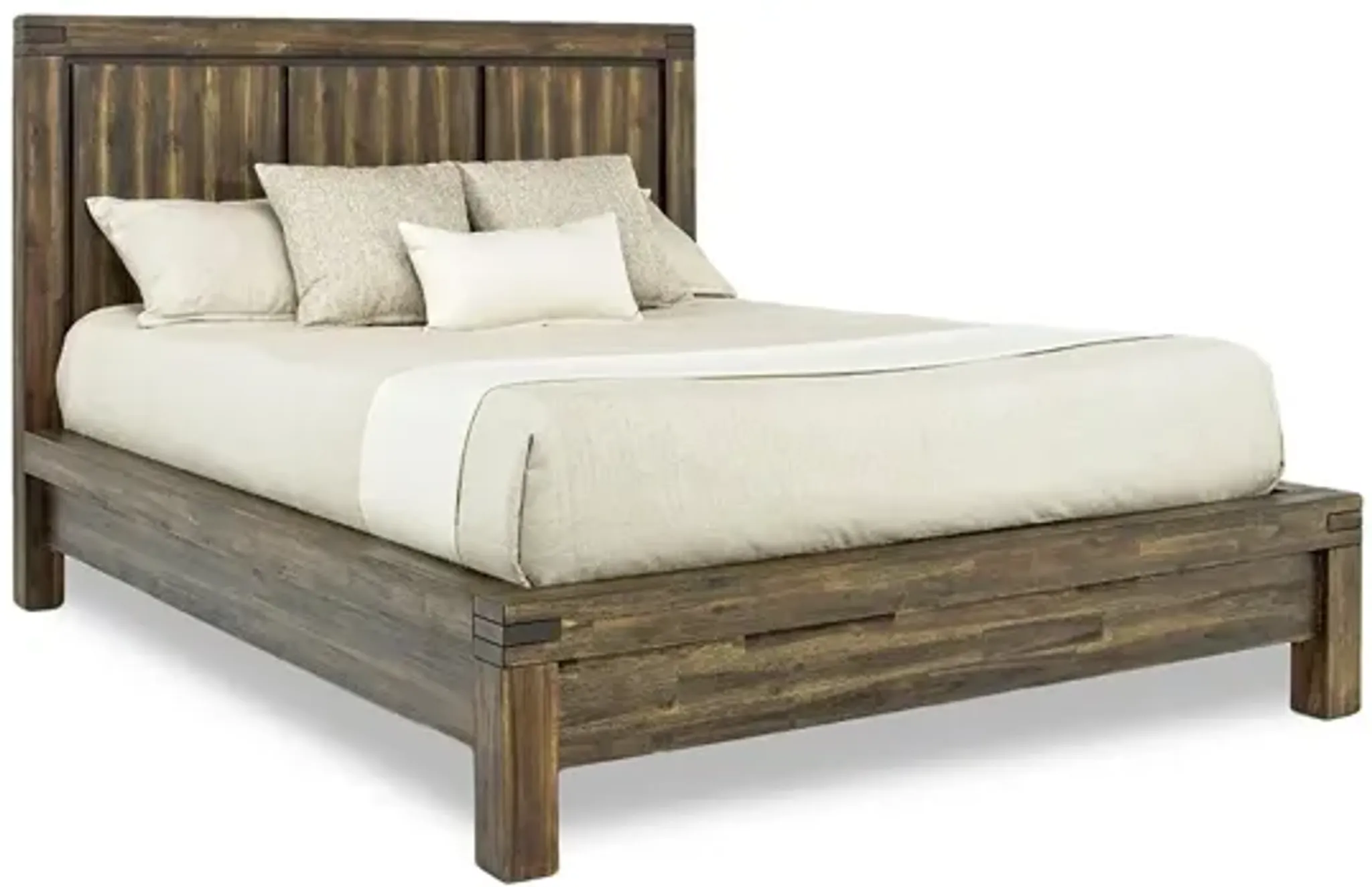 Meadow Panel Bed, Dresser & Mirror in Brown, Queen | Furniture.com