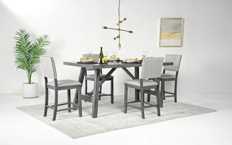 Rockford Counter Height Dining Table & 4 Stools in Gray