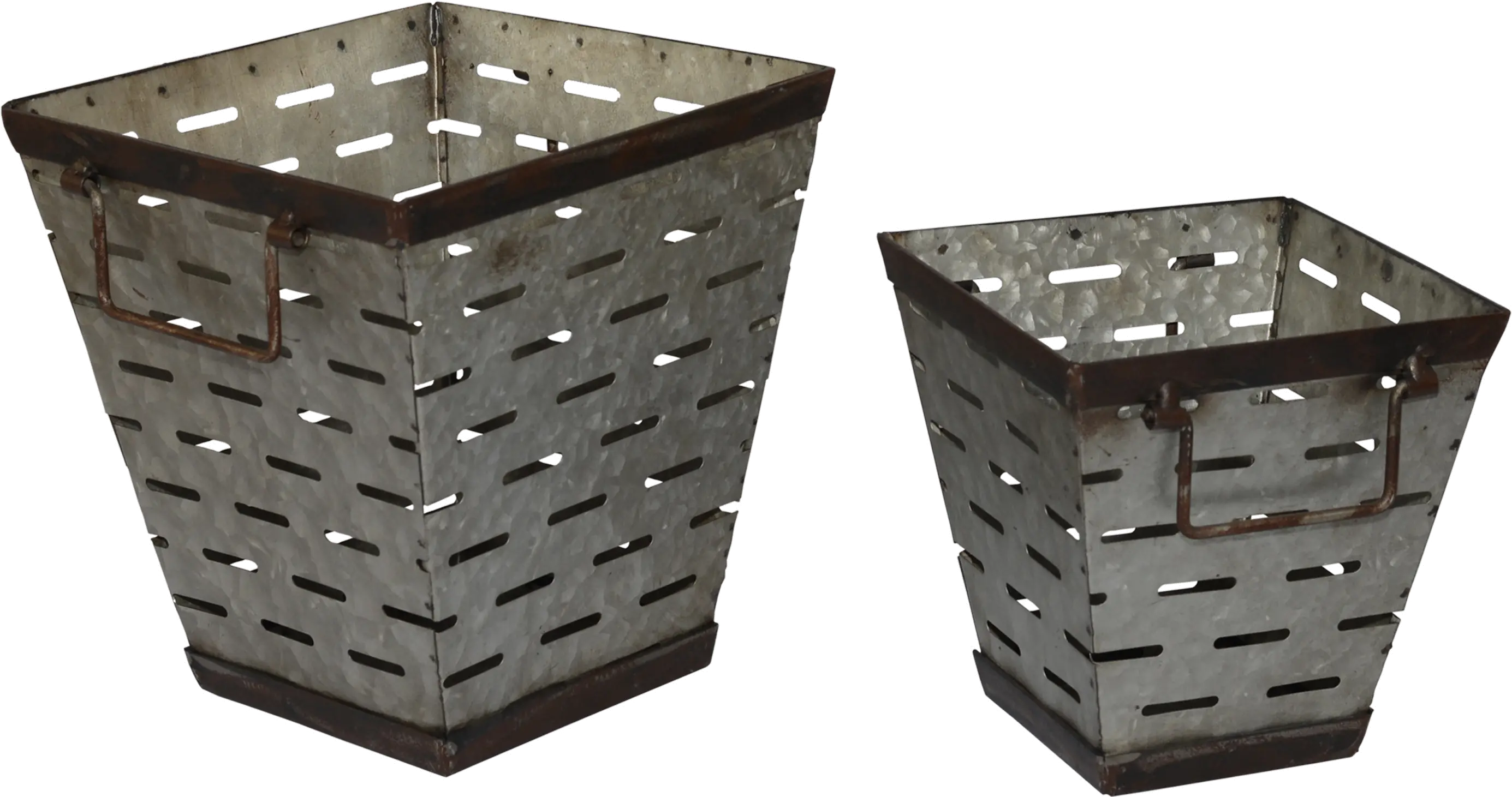 9 Inch Square Metal Olive Bucket with Handles