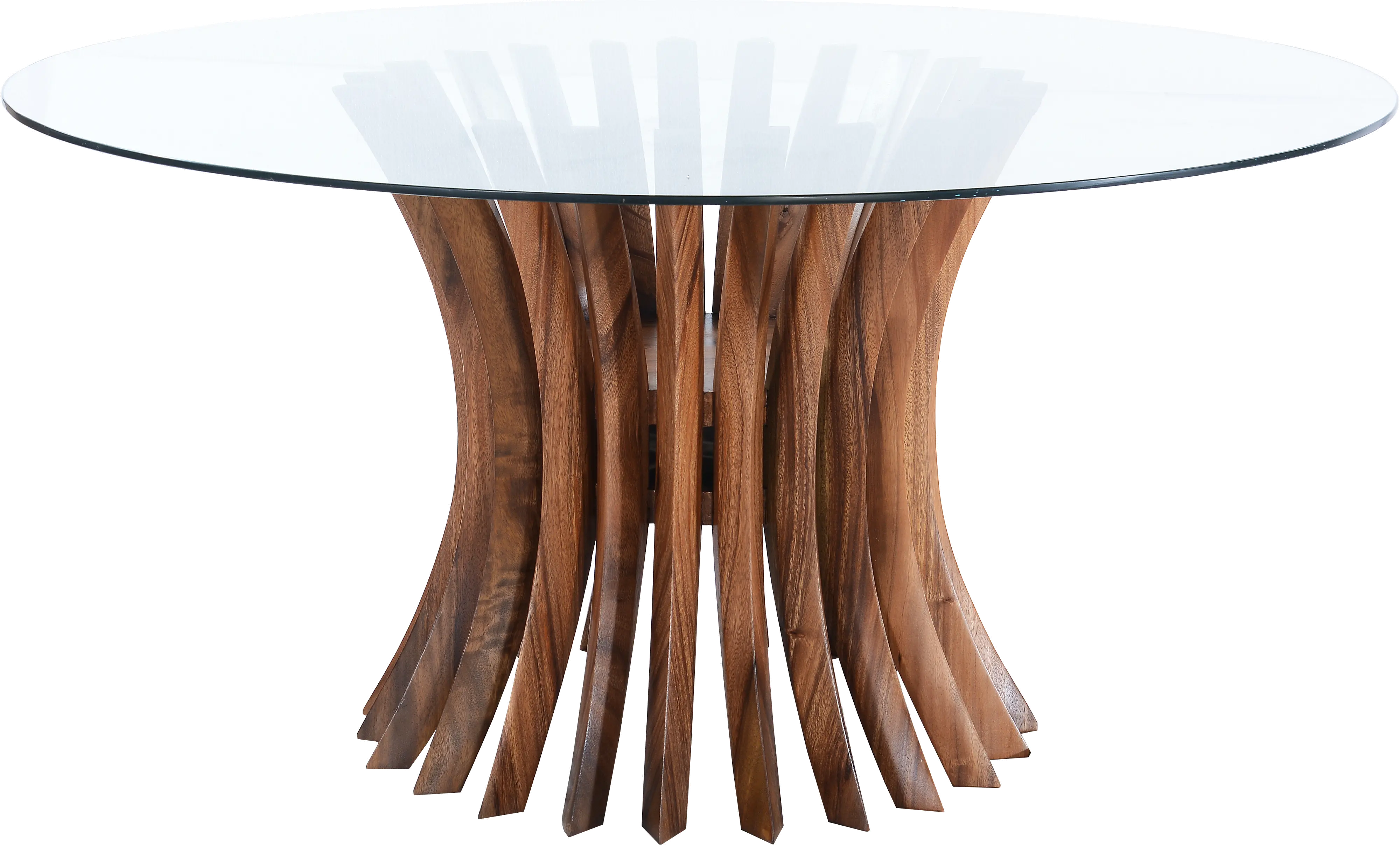 Grand Natural Wood and Glass 60” Round Dining Table