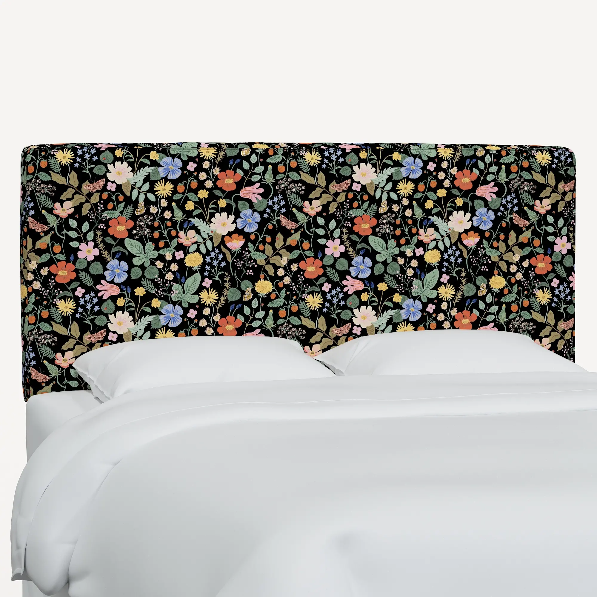 Rifle Paper Co Elly Black Strawberry Fields Full Headboard