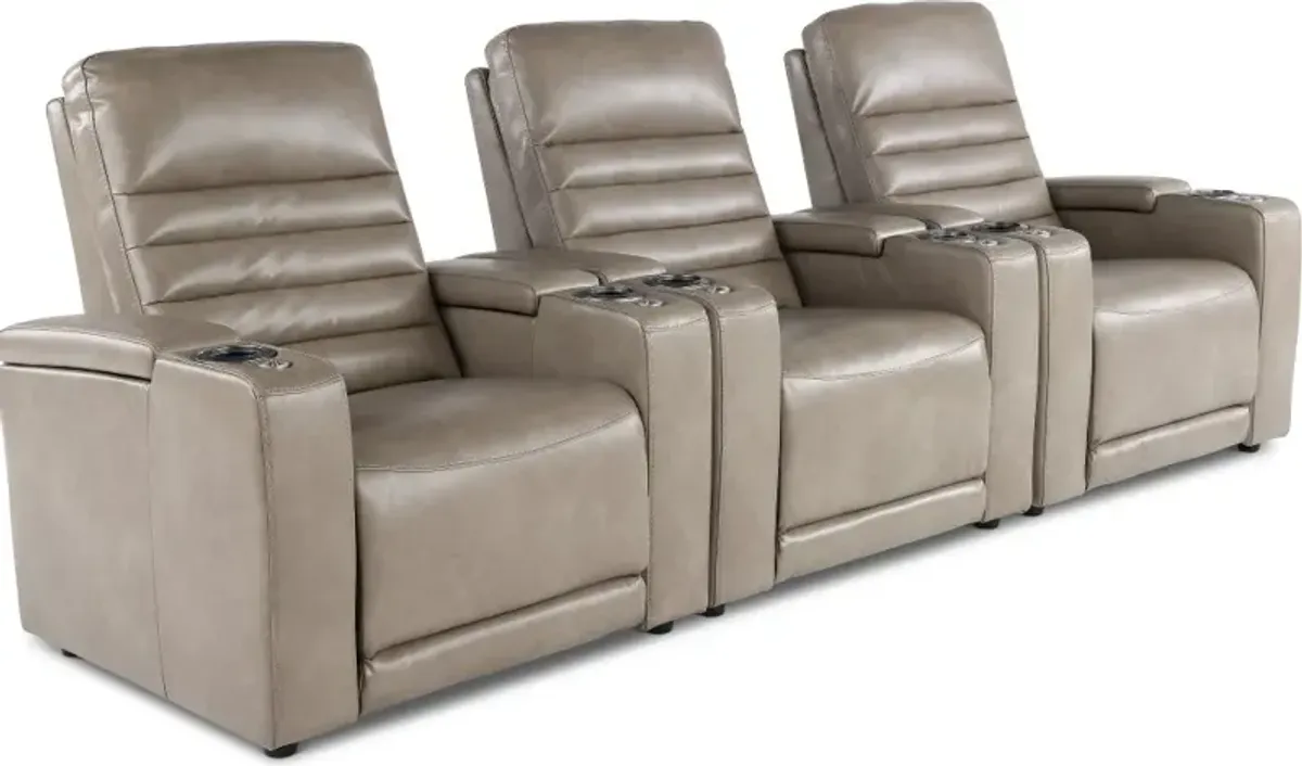 Zeppelin Gray 6-Piece Power Reclining Sectional with Bluetooth Audio ...
